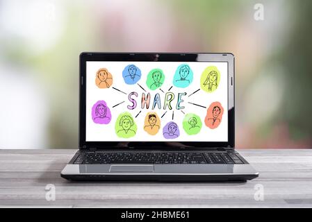 Share concept shown on a laptop screen Stock Photo - Alamy