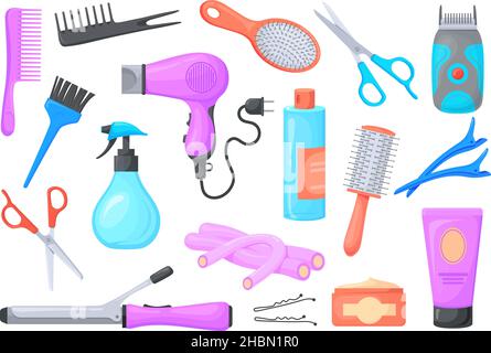 equipment curling hair cartoon vector illustration Stock Vector Image ...