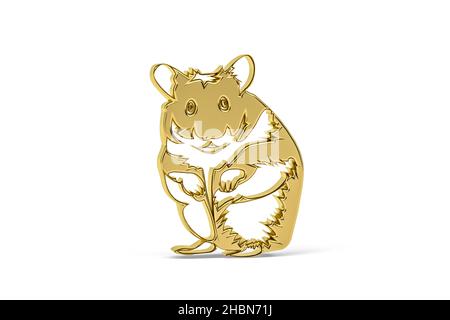 Golden 3d hamster icon isolated on white background - 3d render Stock ...