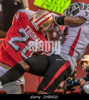 San Francisco 49ers cornerback Ambry Thomas (20) warms up before playing against the ...
