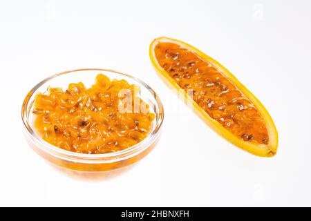 Passiflora tripartita - Exotic tropical organic curuba Stock Photo - Alamy