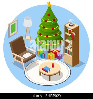 Christmas sale concept with fireplace background theme, Christmas tree ...