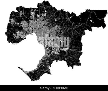 Melbourne, Australia, high resolution vector map with city boundaries ...