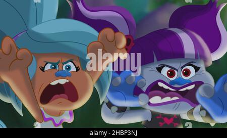 TROLLSTOPIA, (aka TROLLS TOPIA), from top: Bergen, Poppy (voice: Amanda Leighton), Bygone Bergen ...