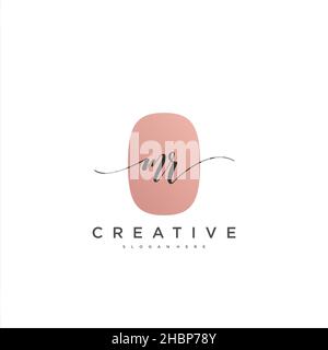 MR Initial handwriting minimalist geometric logo template vector art ...