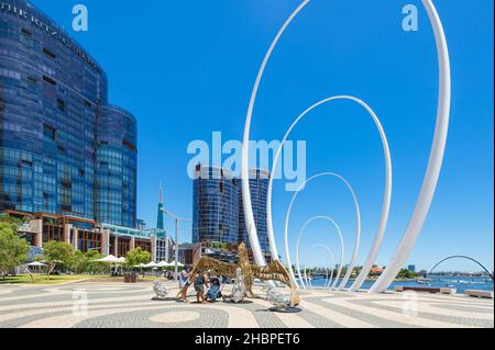 Spanda art with city skyline, Elizabeth Quay, Perth, Western Australia ...