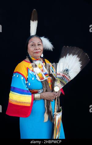 USA, Idaho, Rose Ann Abrahamson, Elder, Lemhi-Shoshone- Bannack Stock ...