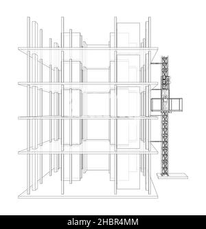 Building under construction with mast lifts Stock Photo - Alamy