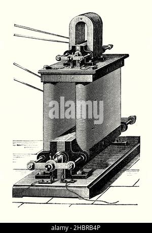 A 19th Century illustration of the Manchester Dynamo, an electrical ...