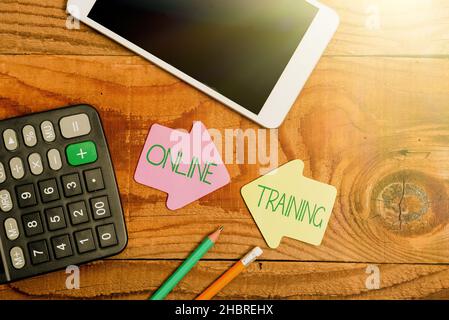 Text showing inspiration Online Training. Word Written on certain skill ...