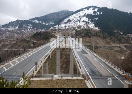 A twin bridge of Egnatia Motorway, westwards of Metsovo village in ...