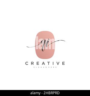 IQ Initial handwriting minimalist geometric logo template vector art ...