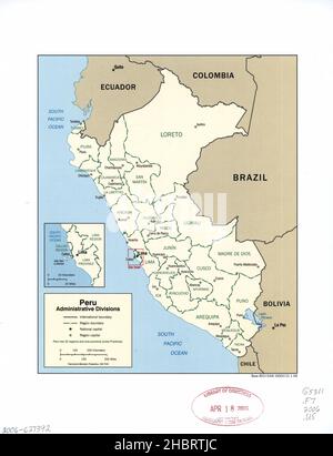 Map of administrative divisions of Peru, 2006 Stock Photo - Alamy