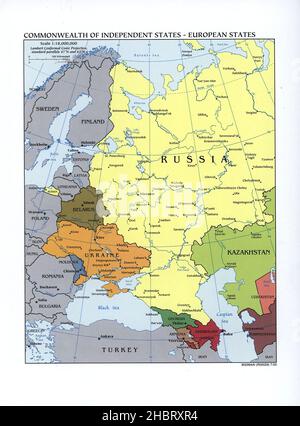 Commonwealth of Independent States map ca. 1998 Stock Photo - Alamy