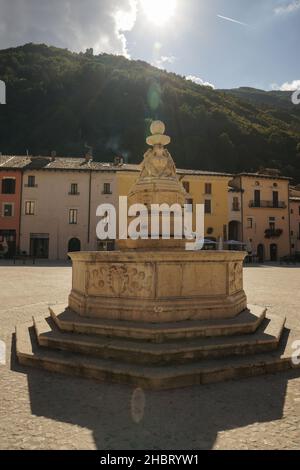 Piazza VII Aprile square, Leonessa, Lazio, Italy, Europe Stock Photo ...