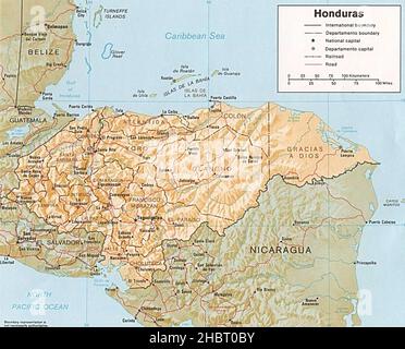 Honduras, Relief Map Stock Photo - Alamy