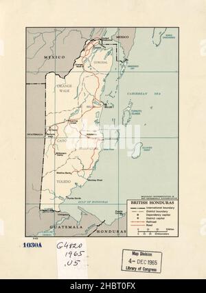 1960s Map of British Honduras ca. 1968 Stock Photo - Alamy