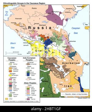 Map of Ethnolinguistic groups in the Caucasus region ca. 1992 Stock ...