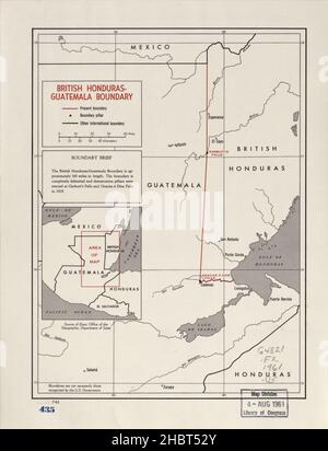 Map of British Honduras-Guatemala boundary Stock Photo - Alamy
