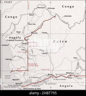 Map of Angola Zaire boundary ca. 1973 Stock Photo - Alamy