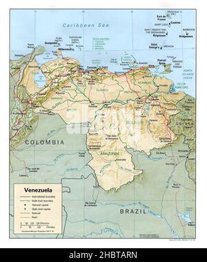 Venezuela, Relief Map Stock Photo - Alamy
