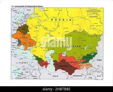 Map of the Commonwealth of Independent States (CIS) in 1994 Stock Photo ...