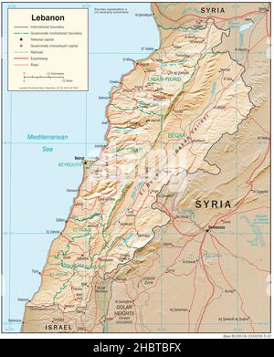Lebanon, Relief Map Stock Photo - Alamy