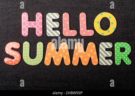Hello Summer alphabet letter and colorful starfish decoration on Blue ...