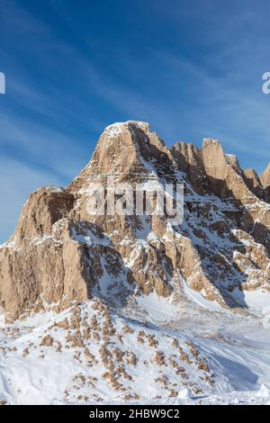 Rugged winter terrain in the Badlands National Park of South Dakota ...