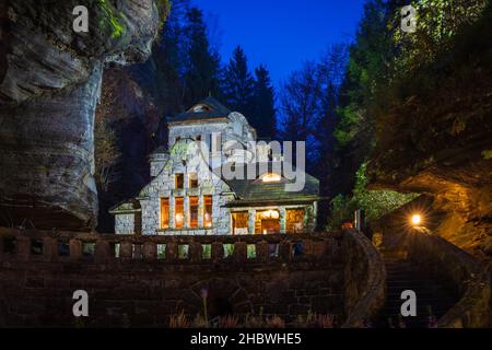 The old gasworks in Hrensko in the Saxon-Bohemian Switzerland national ...