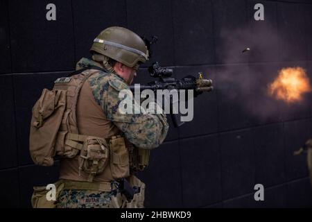 U.S. Marine Corps Cpl. Garrett Sandoval from Casper, Wyoming, with ...