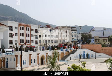 A large public square in the newer parts of town outside the medina of ...