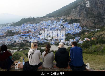 Tourist enjoying the view of Chefchaouen, Morocco Stock Photo - Alamy