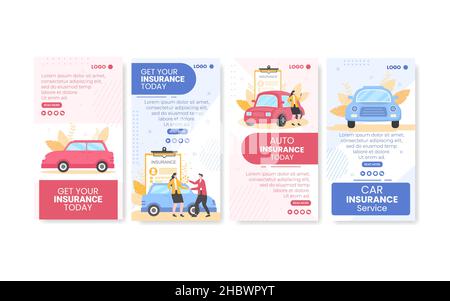 Car Insurance Post Template Flat Design Illustration Editable of Square ...