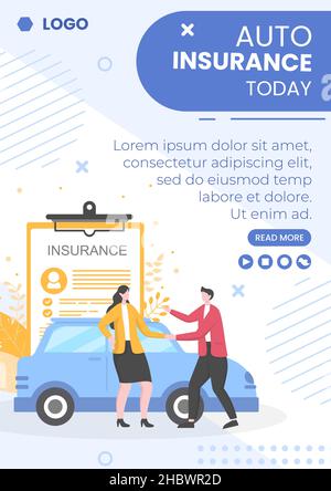 Car Insurance Post Template Flat Design Illustration Editable of Square ...