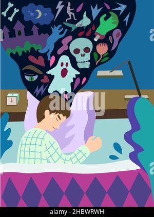 Vector illustration of a cartoon ghost with a thinking expression or ...