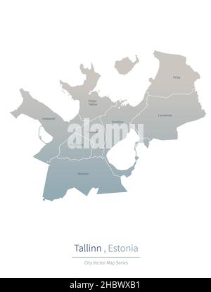Tallinn map. Detailed vector map of Tallinn city administrative area ...