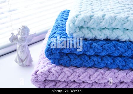 Background, warm, delicate and plush handmade baby blankets in colors ...