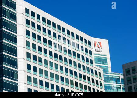 Exterior view of Adobe World Headquarters buildings in downtown campus ...