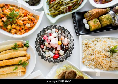 Traditional Turkish Feast,Table with foods of Turkish cuisine ...