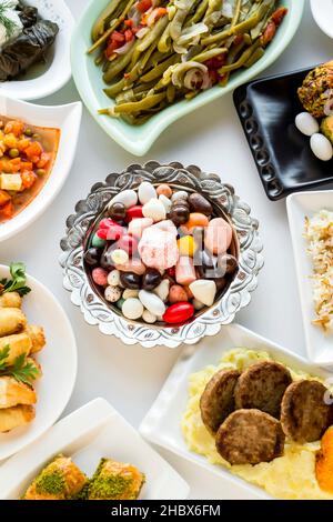 Traditional Turkish Feast,Table with foods of Turkish cuisine ...