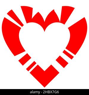 Playful modern abstract Valentine illustration with heart icons and ...