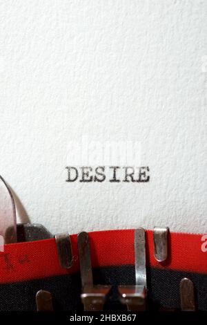 The word desire written with a typewriter Stock Photo - Alamy