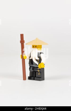 Master Wu lego ninjago minifigure toy with reflection and white ...
