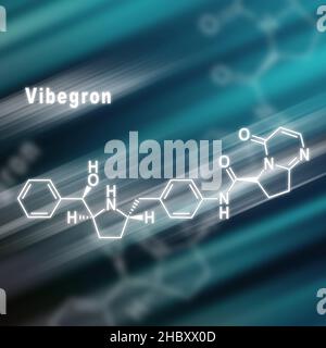 Vibegron drug, Structural chemical formula on a white background Stock ...