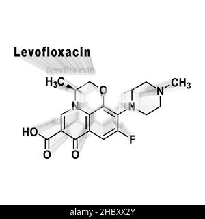 Levofloxacin antibiotic drug, Structural chemical formula on a white ...