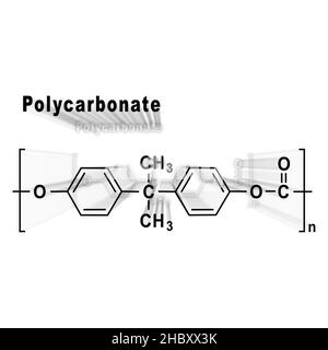 Polycarbonate PC Lexan, Structural chemical formula on a white ...