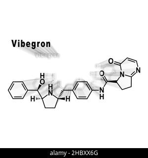 Vibegron drug, Structural chemical formula on a blue background Stock ...