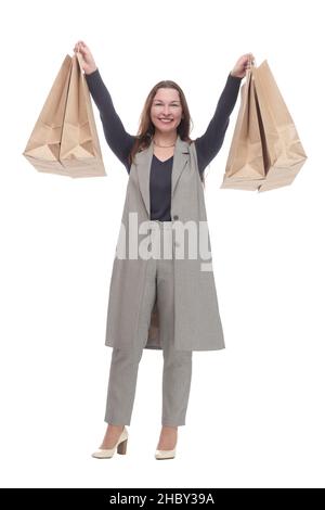 in full growth. elegant woman with a shopping cart Stock Photo - Alamy