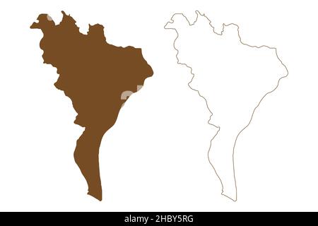 Falster island (Denmark, Baltic Sea) map vector illustration, scribble ...